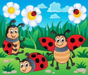 Waving ladybug theme image 2 Royalty Free Vector Image