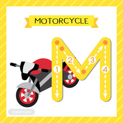 Letter m uppercase tracing transportations Vector Image