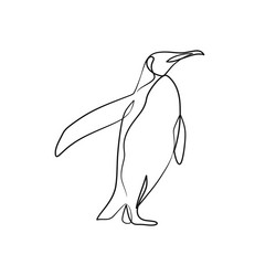 Penguin continuous one line art drawing Royalty Free Vector