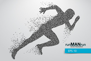 Running man 3d model of black and white Royalty Free Vector