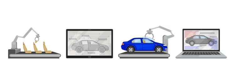 Car production and assembly line process Vector Image