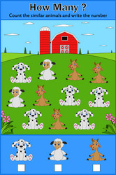 Education counting game of farm animals Royalty Free Vector
