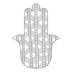 Hamsa hand drawn symbol black and white Royalty Free Vector