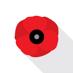Red poppy flower flat icon Royalty Free Vector Image