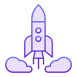 Rocket launch flat icon spacecraft color icons Vector Image