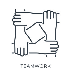 Neon signboard teamwork or hands friends Vector Image