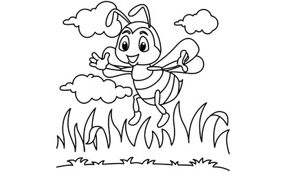 Cute bug cartoon coloring page for kids Royalty Free Vector