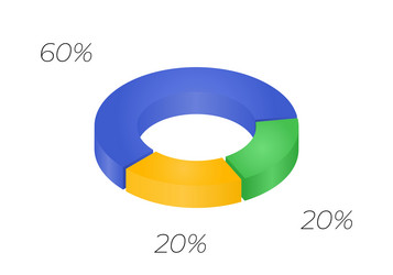 3d donut chart infographic concept with three Vector Image