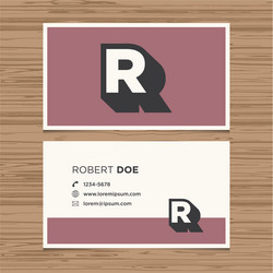Business card template letter r Royalty Free Vector Image