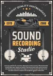 Music studio production labels musical Royalty Free Vector