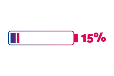 15 percent circle chart symbol red blue gradient Vector Image