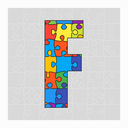 Color puzzle piece jigsaw letter - f Royalty Free Vector