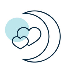 Crescent moon with heart shaped stars isolated Vector Image