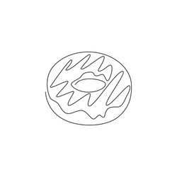 One single line drawing fresh sweet donuts Vector Image