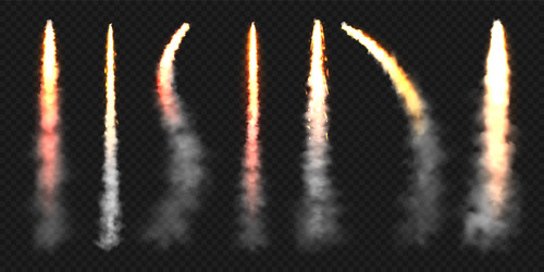 Rocket launch smoke trail with fire flame Vector Image