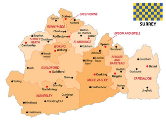 Administrative map english county kent Royalty Free Vector