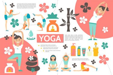 Flat yoga round concept Royalty Free Vector Image