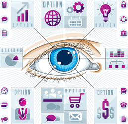 Infographics template human eye looking idea Vector Image
