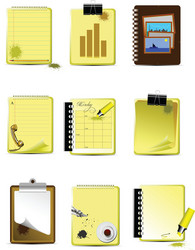 Paper diary icons with bended color corners Vector Image