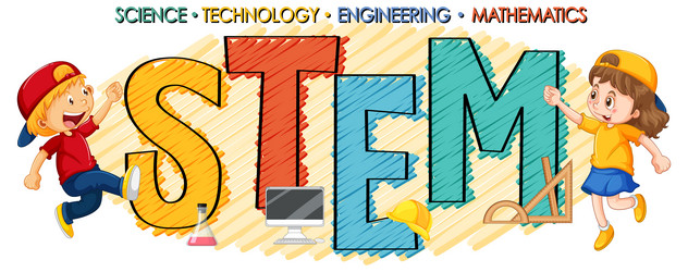 Children with stem logo Royalty Free Vector Image