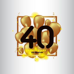 40 year anniversary luxury gold black logo Vector Image