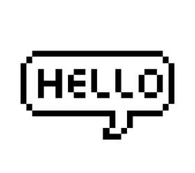 Meow pixel text bubble art speech Royalty Free Vector Image