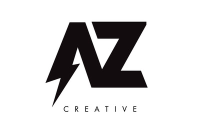Az letter logo design with lighting thunder bolt Vector Image