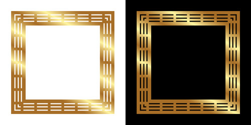 Gold color photo frame blank background design Vector Image