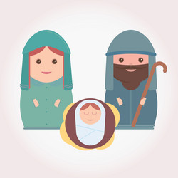 Nativity scene with holy family Royalty Free Vector Image