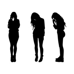 Silhouette sad and depressed woman standing Vector Image
