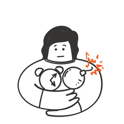 Hand drawn doodle person confused by the signpost Vector Image