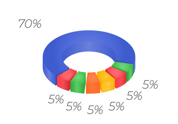 3d donut chart infographic concept with seven Vector Image