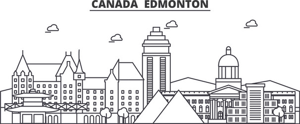 Edmonton skyline linear style editable file Vector Image