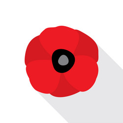 Red poppy flower flat icon Royalty Free Vector Image