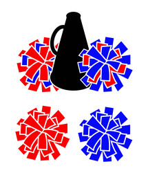 Set of colorful pom poms megaphone cheerleading Vector Image