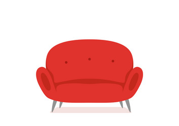 Sofa and couch red colorful cartoon Royalty Free Vector
