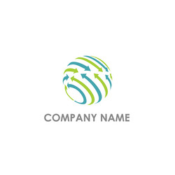Globe sphere arrow technology gold logo Royalty Free Vector