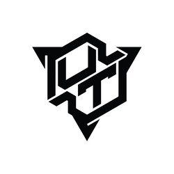 Ut logo monogram hexagon shape with triangle Vector Image