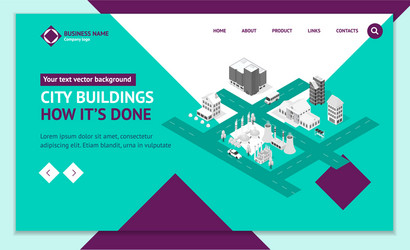 City map concept landing web page template 3d Vector Image