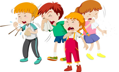 Boys and girls being sick Royalty Free Vector Image