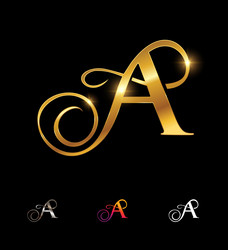 Gold Cursive Fonts Alphabet Calligraphy Vector Images (62)