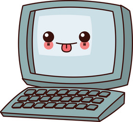 Kawaii computer cute image Royalty Free Vector Image