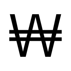Won currency symbol south korean Royalty Free Vector Image