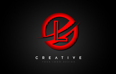 Red l brush letter logo design artistic Royalty Free Vector