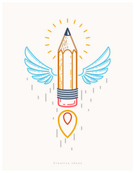 Pencil launching like a rocket start up creative Vector Image