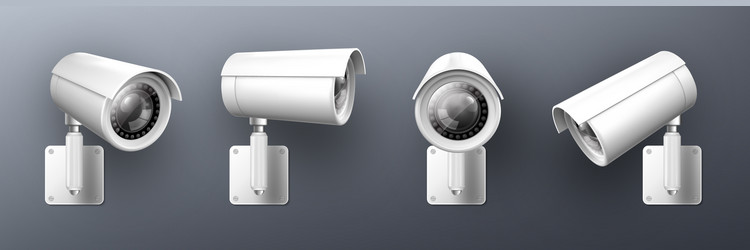 3d security camera realistic cctv cam Royalty Free Vector