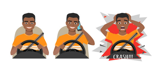 Man driving a car talking on the phone Royalty Free Vector