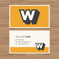 Business card template letter w Royalty Free Vector Image