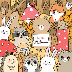 Cartoon cute autumn best friends selfie Royalty Free Vector