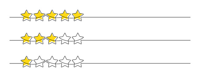 One continuous line drawing of stars rating Vector Image